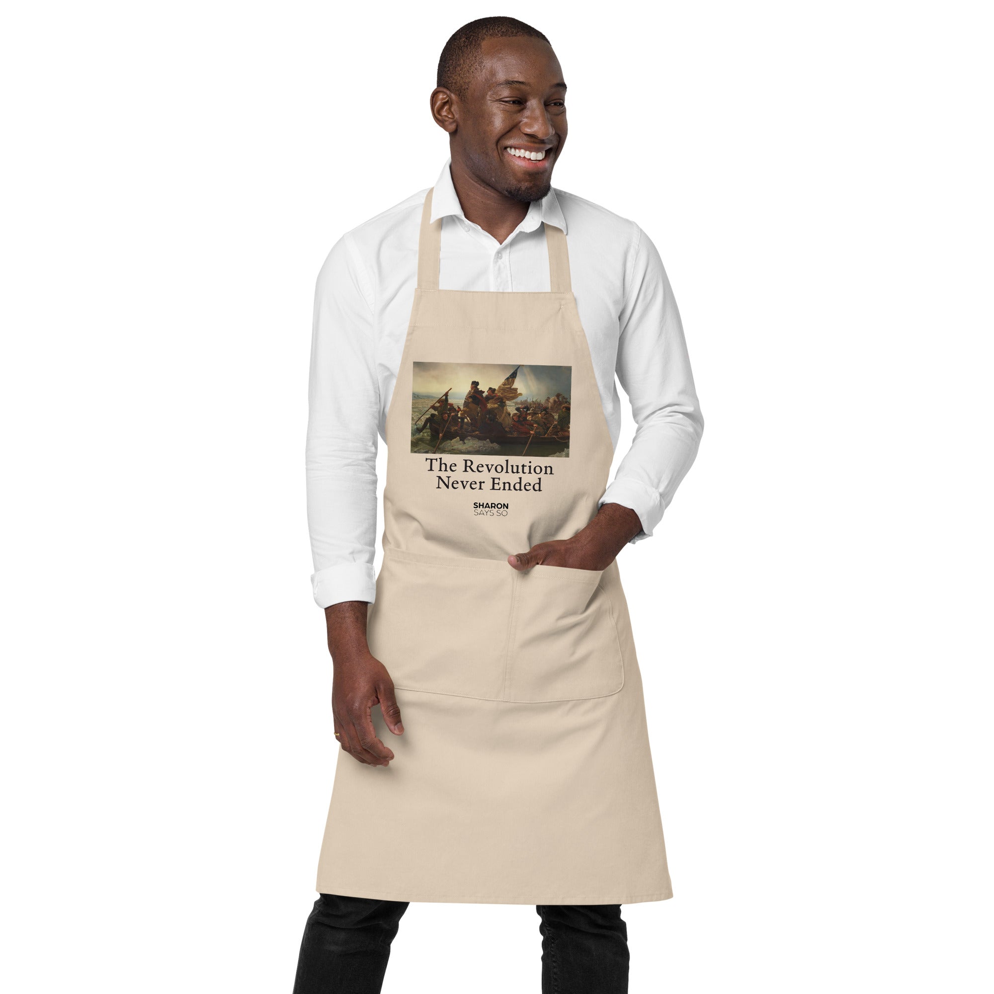 Revolution Never Ended Apron – Sharon McMahon's Merch Store